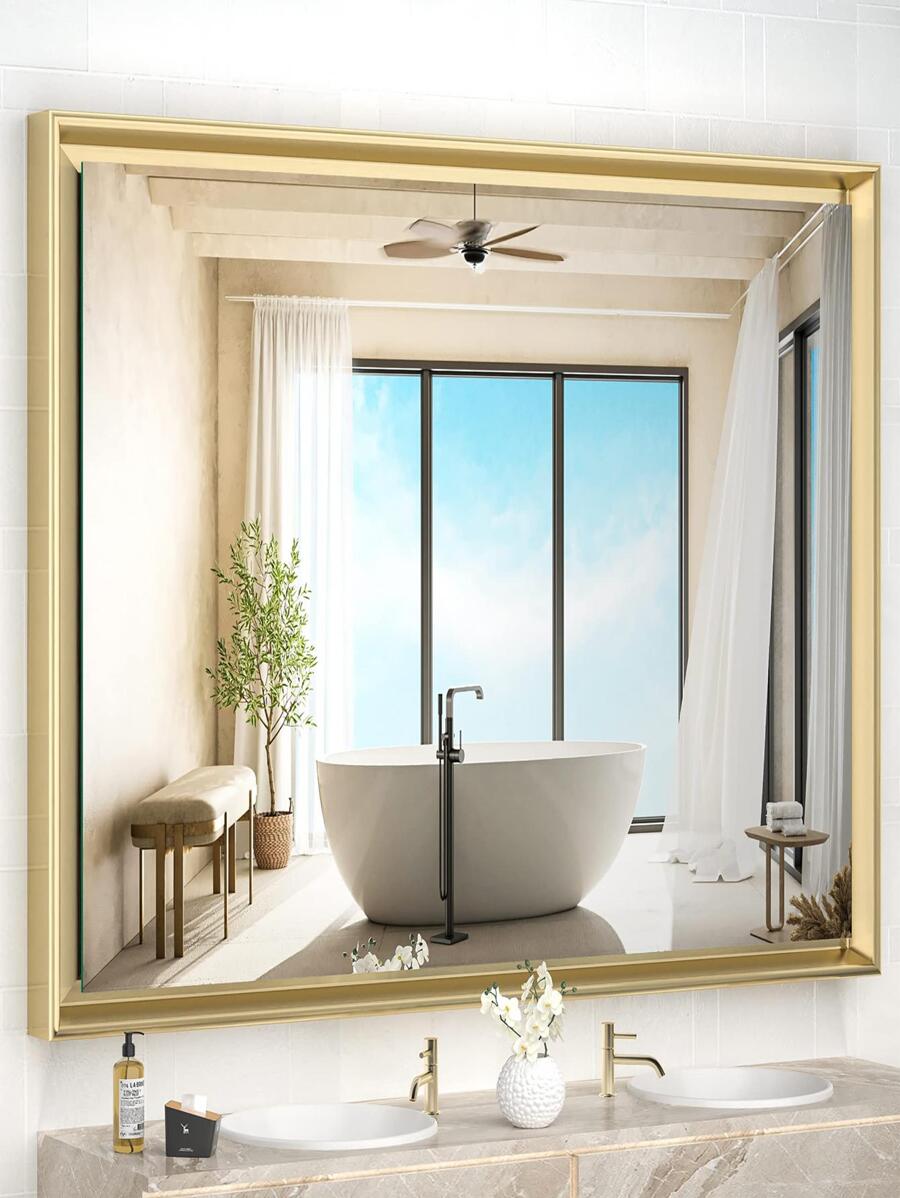 55 x 36 Inch Bathroom Mirrors for Vanity, Rose Gold Wall Mirror, Modern ...