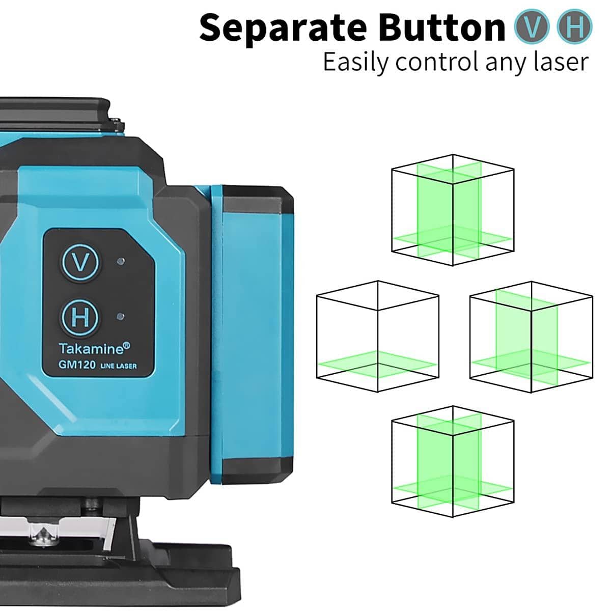 Takamine 12 Lines Green Laser Level Pro, 3x360° 3D Green Cross Line ...
