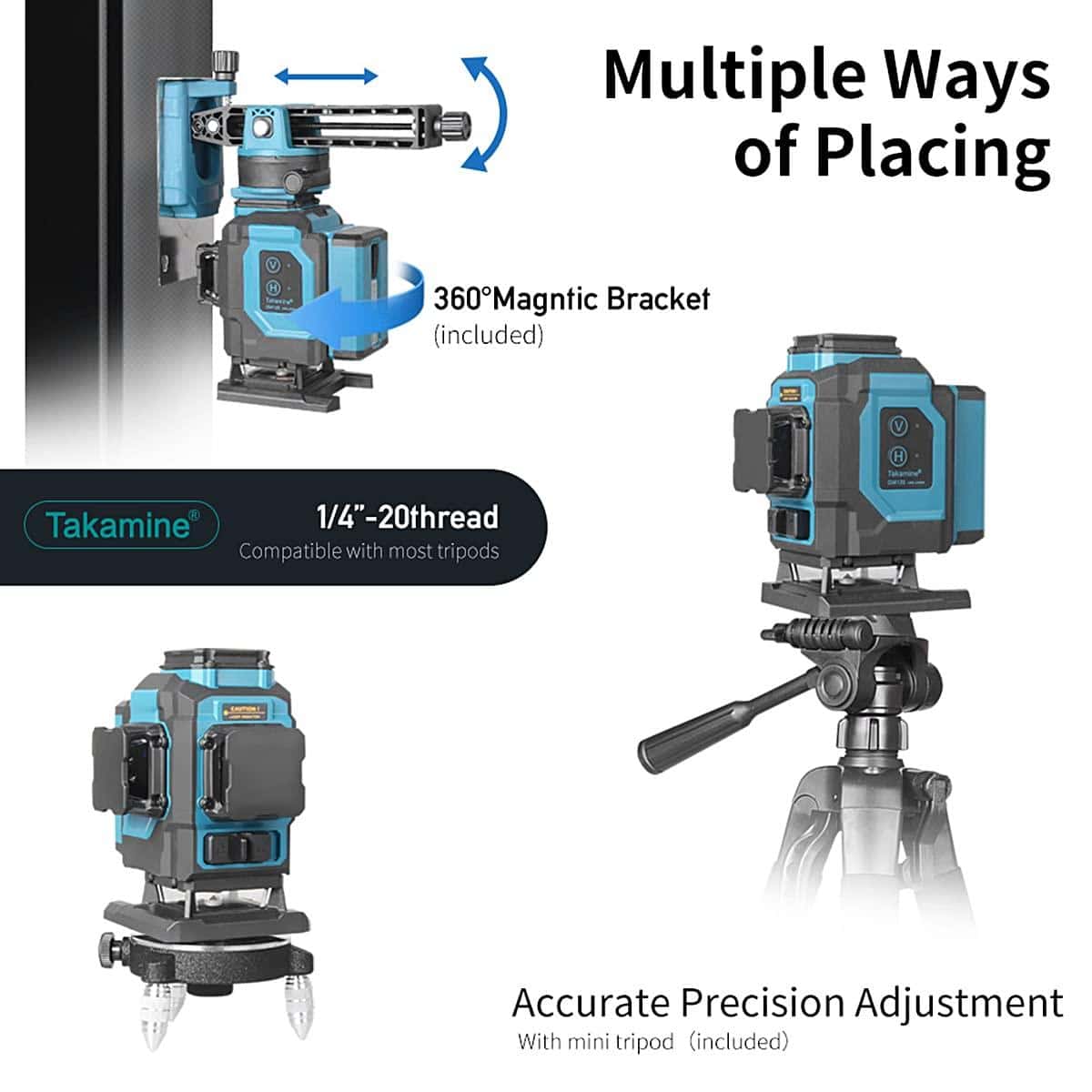 Takamine 12 Lines Green Laser Level Pro, 3x360° 3D Green Cross Line ...