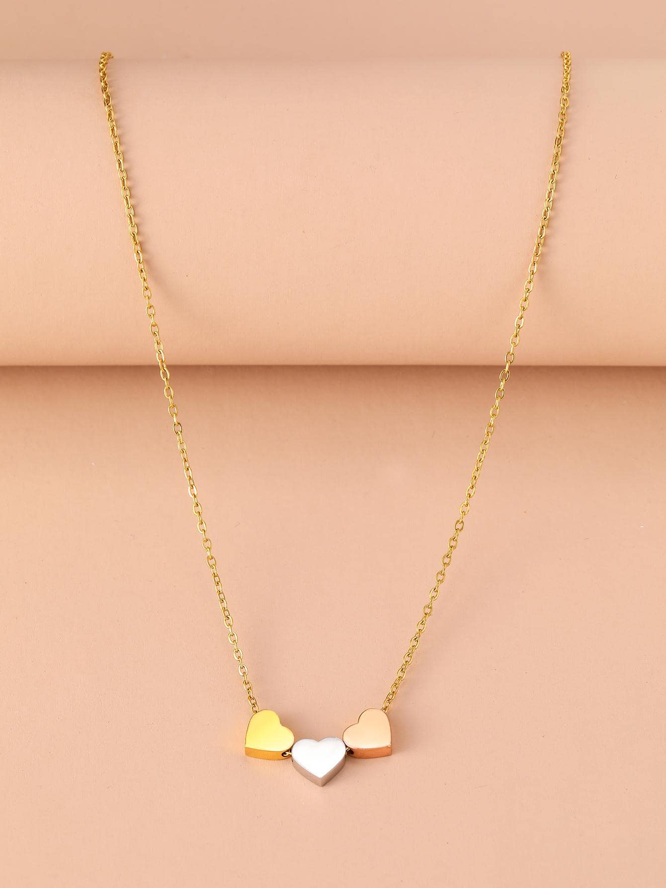 Aomogo Stainless Steel Necklaces New Trend Sweetheart Gold Rose Silver ...