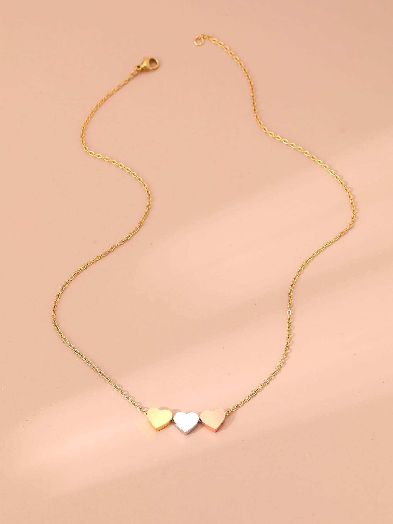 Aomogo Stainless Steel Necklaces New Trend Sweetheart Gold Rose Silver ...