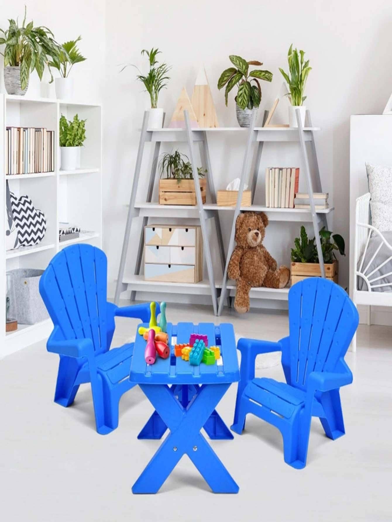 Small Table And Chair Set, 3-Piece Plastic Game Table And Chair Set For ...