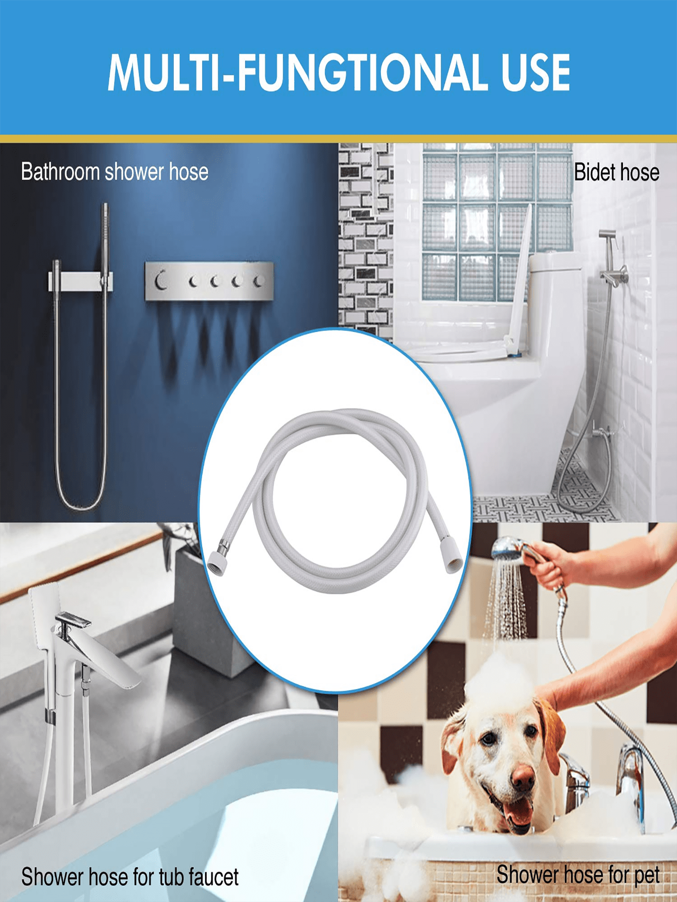 Pvc Shower Hose, 59 Inches Extra Long Smooth Handheld Shower Hose ...