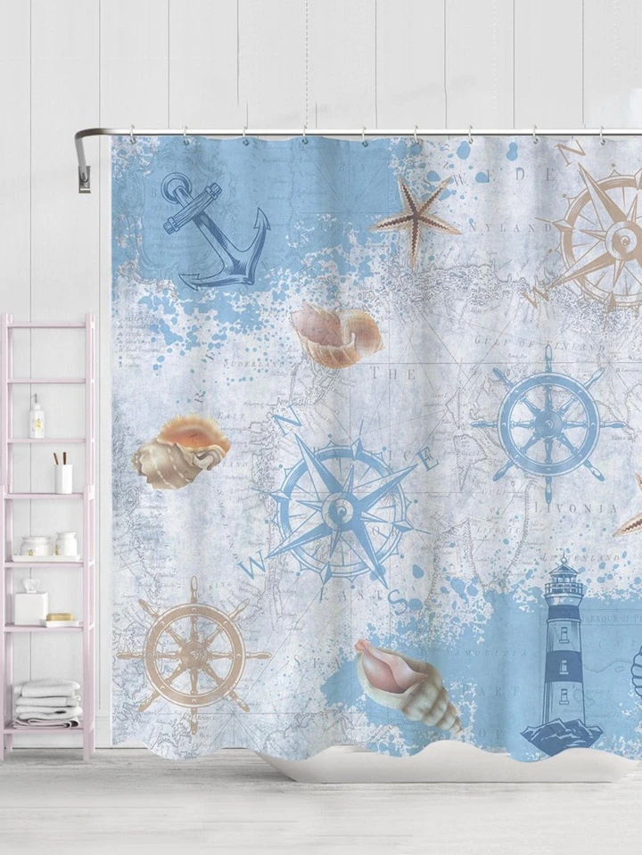 Nautical Map Shower Curtain