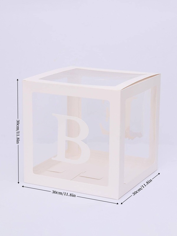 4pcs Transparent Letter Graphic White Balloon Storage Box, Paper ...
