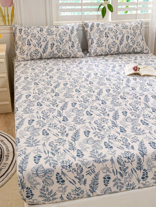 Flower Print Fitted Sheet, Cottagecore Elastic Band Bed Sheet, For ...