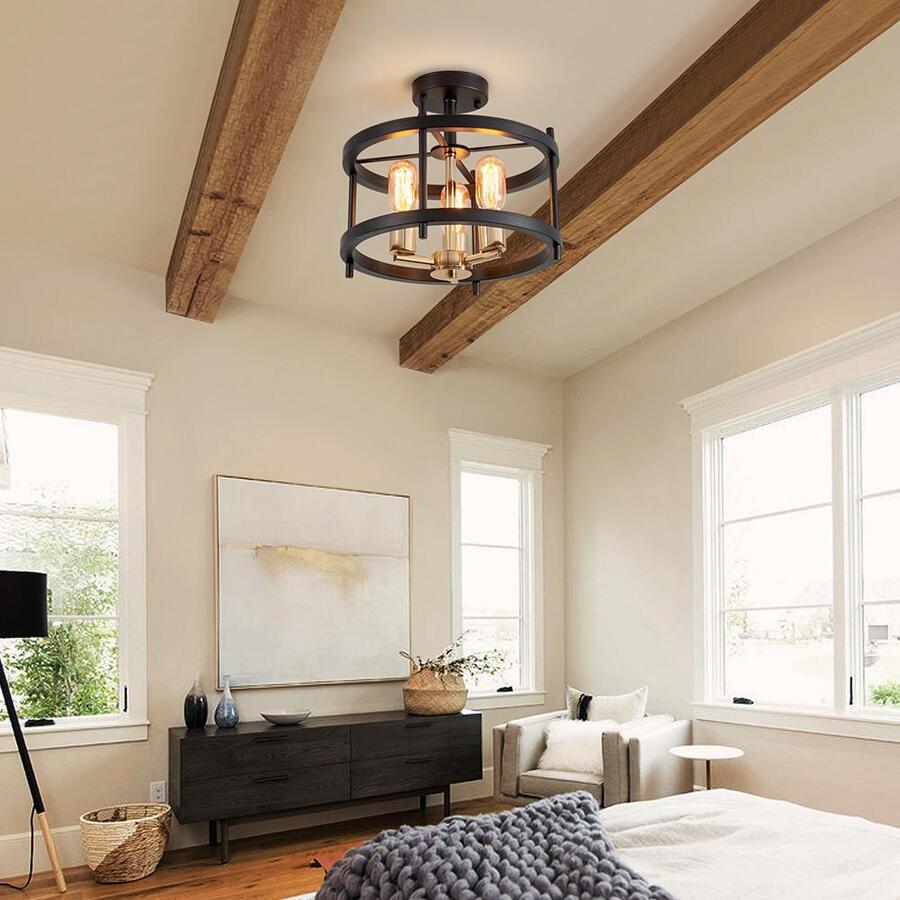 AGV LIGHTING Semi Flush Mount Ceiling Light Fixture, 3-Light Farmhouse ...