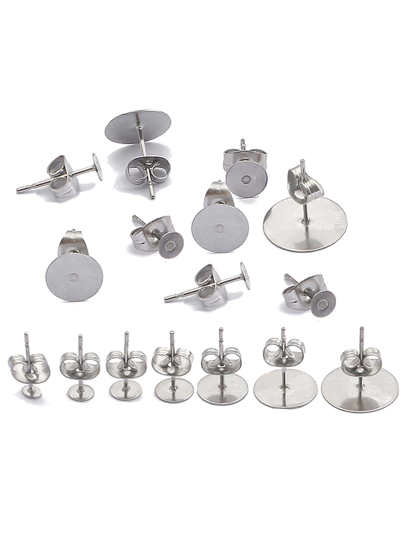 100 Sets/Pack Stainless Steel Flatback Ear Pin Set Flatback Ear Studs ...