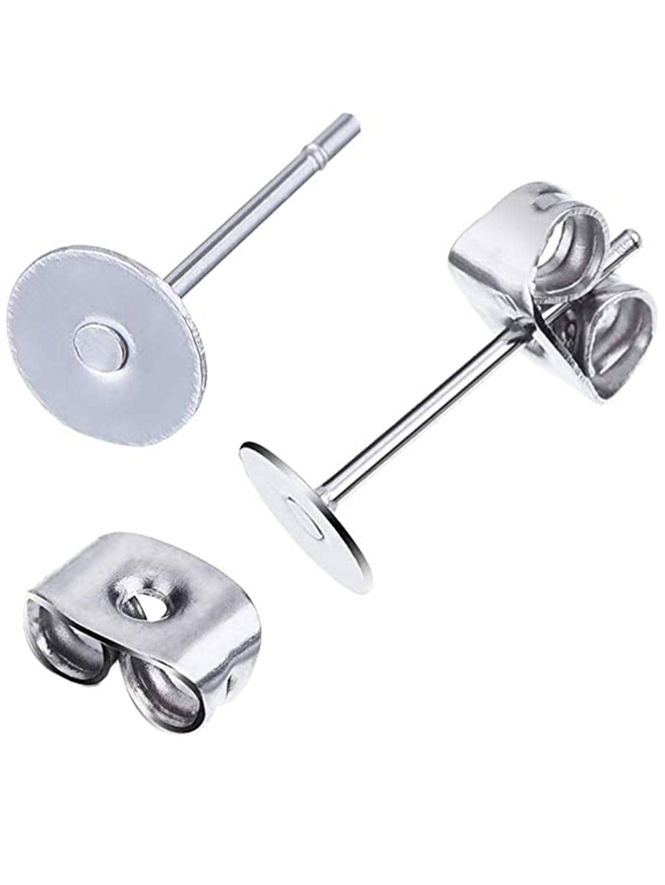 100 Sets/Pack Stainless Steel Flatback Ear Pin Set Flatback Ear Studs ...