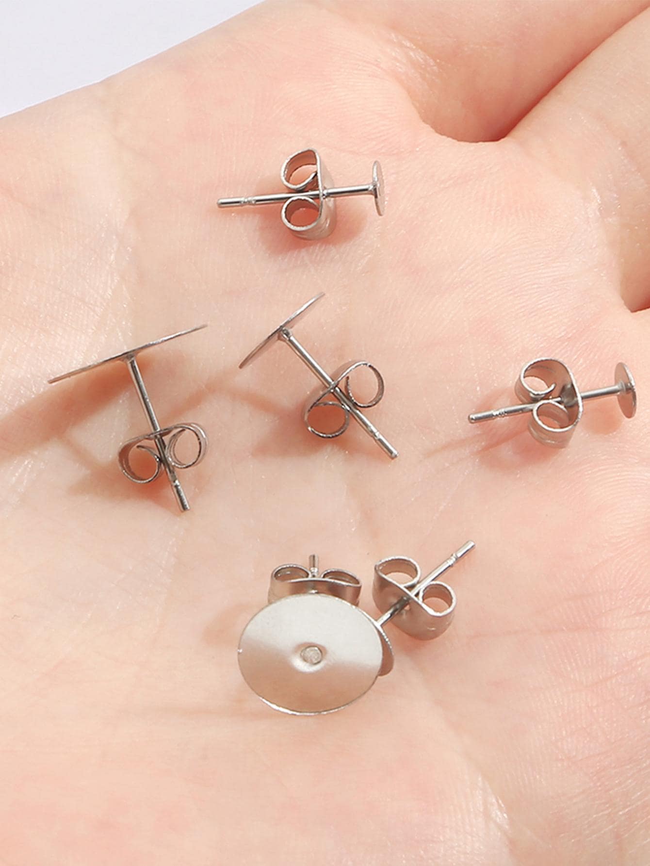 100 Sets/Pack Stainless Steel Flatback Ear Pin Set Flatback Ear Studs ...