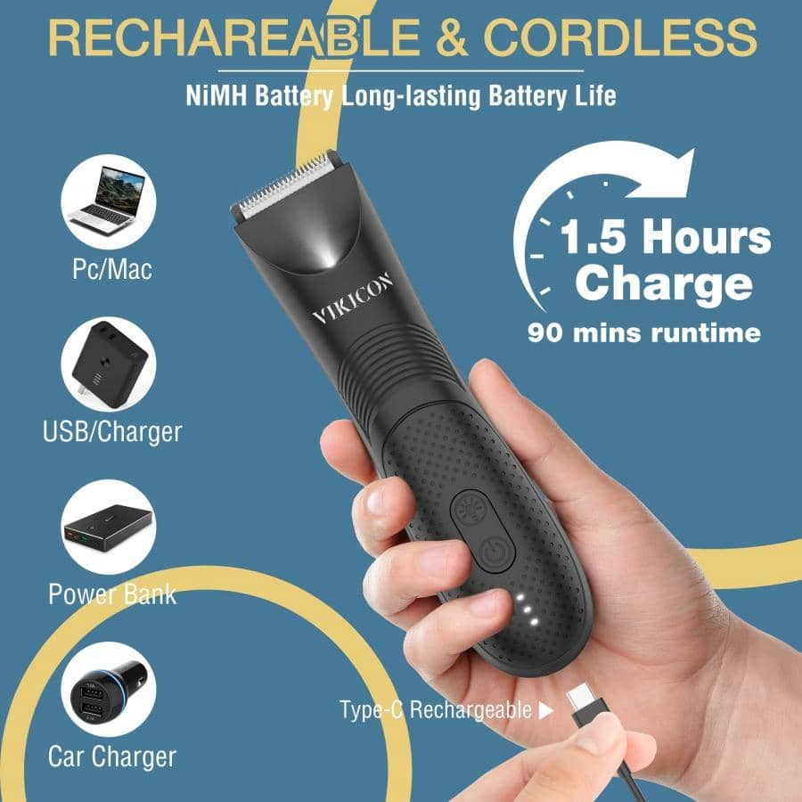 VIKICON Groin&Body Trimmer for Men, Electric Ball Shaver, Replaceable ...