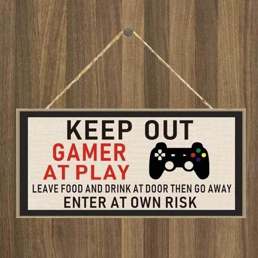 10x20cm Gaming Sign Man Cave Gamer Gift Birthday Bedroom Door With Rope ...
