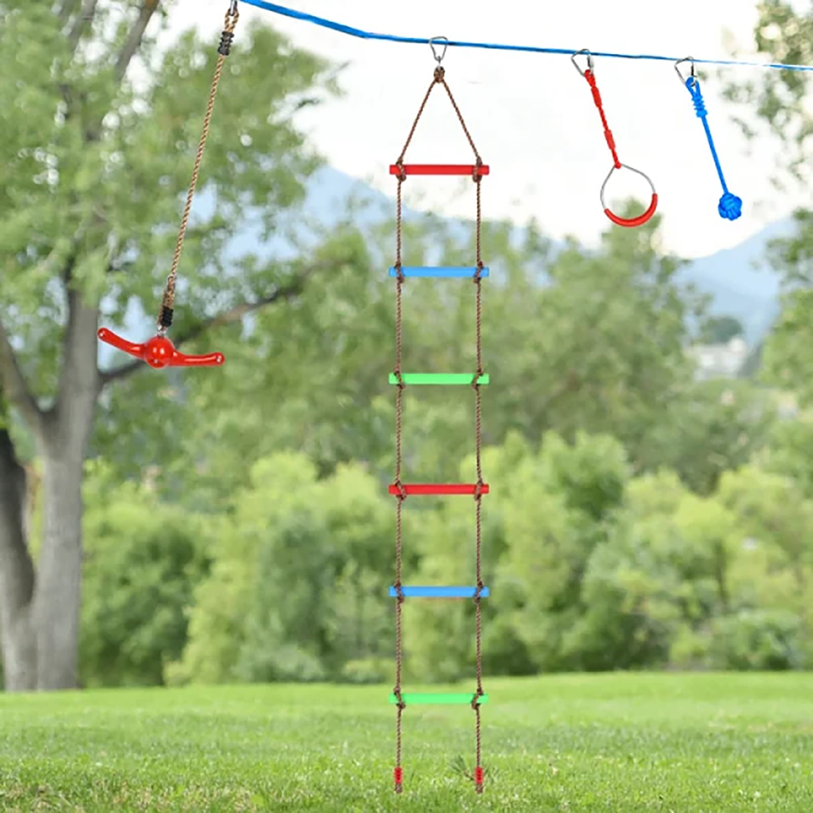 Climbing rope ladder children's tree swing, 7.2 foot rope ladder; Steel ...