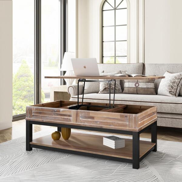 Merax Lift Top Coffee Table with Inner Storage Space and Shelf,Wood ...