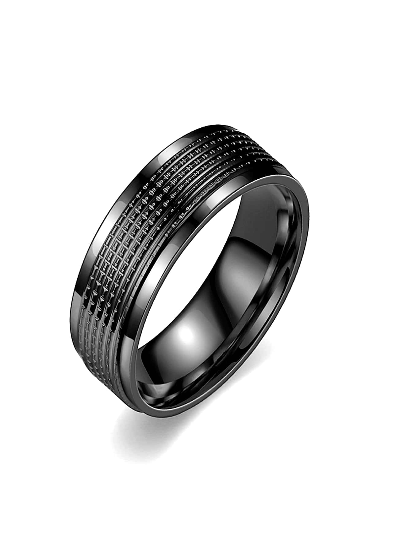 1Pc Fashion Titanium Steel Textured Decor Ring For Men Women For ...