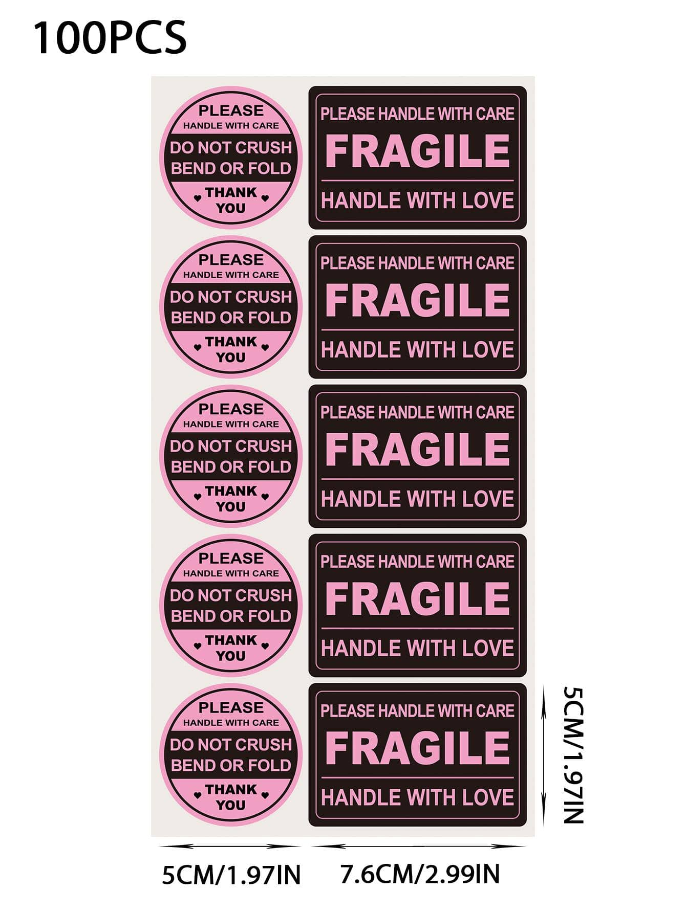 100pcs Fragile Labels Courier Packaging Caution Stickers Back To School ...