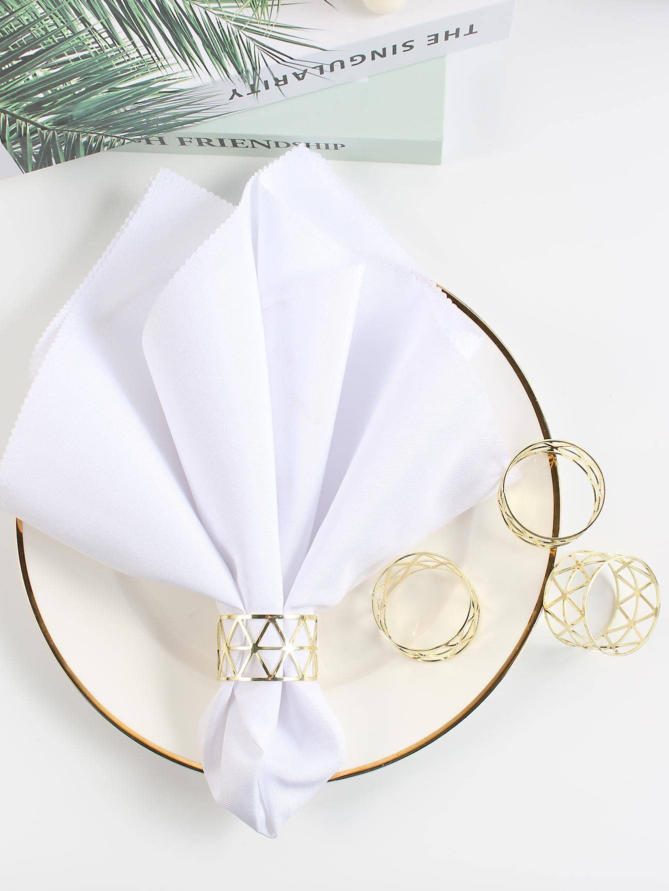 4pcs/set Stainless Steel Napkin Ring, Minimalist Golden Hollow Out ...