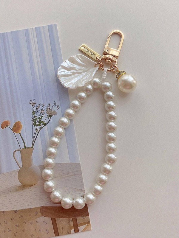 1pc Women Faux Pearl Beaded Elegant Keychain for gifts, wallets, school ...