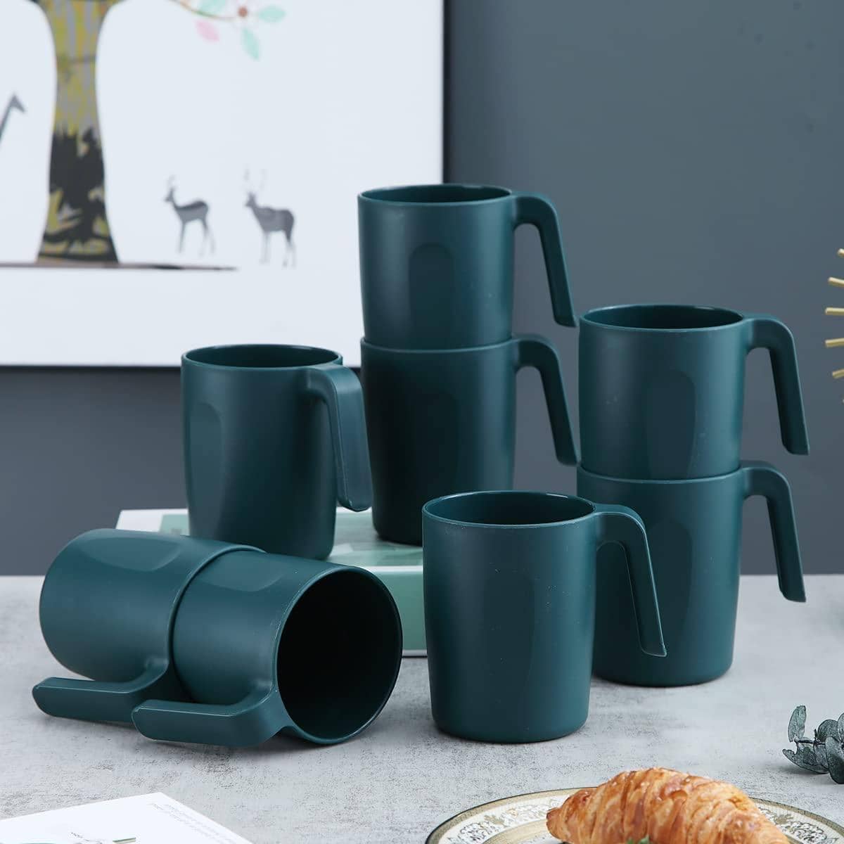 Plastic Mug Set 8 Pieces, Unbreakable And Reusable Light Weight Travel ...