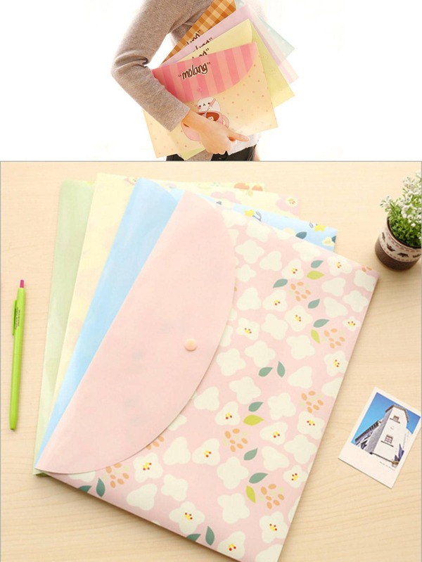 1pc Floral Pattern File Pocket, Creative Multi-purpose File Folder For ...