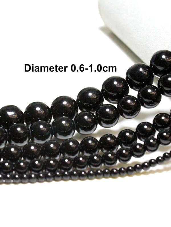 1strand Simple 6 MM 8 MM 10 MM Black Glass Bead DIY Jewelry Accessory | SHEIN USA