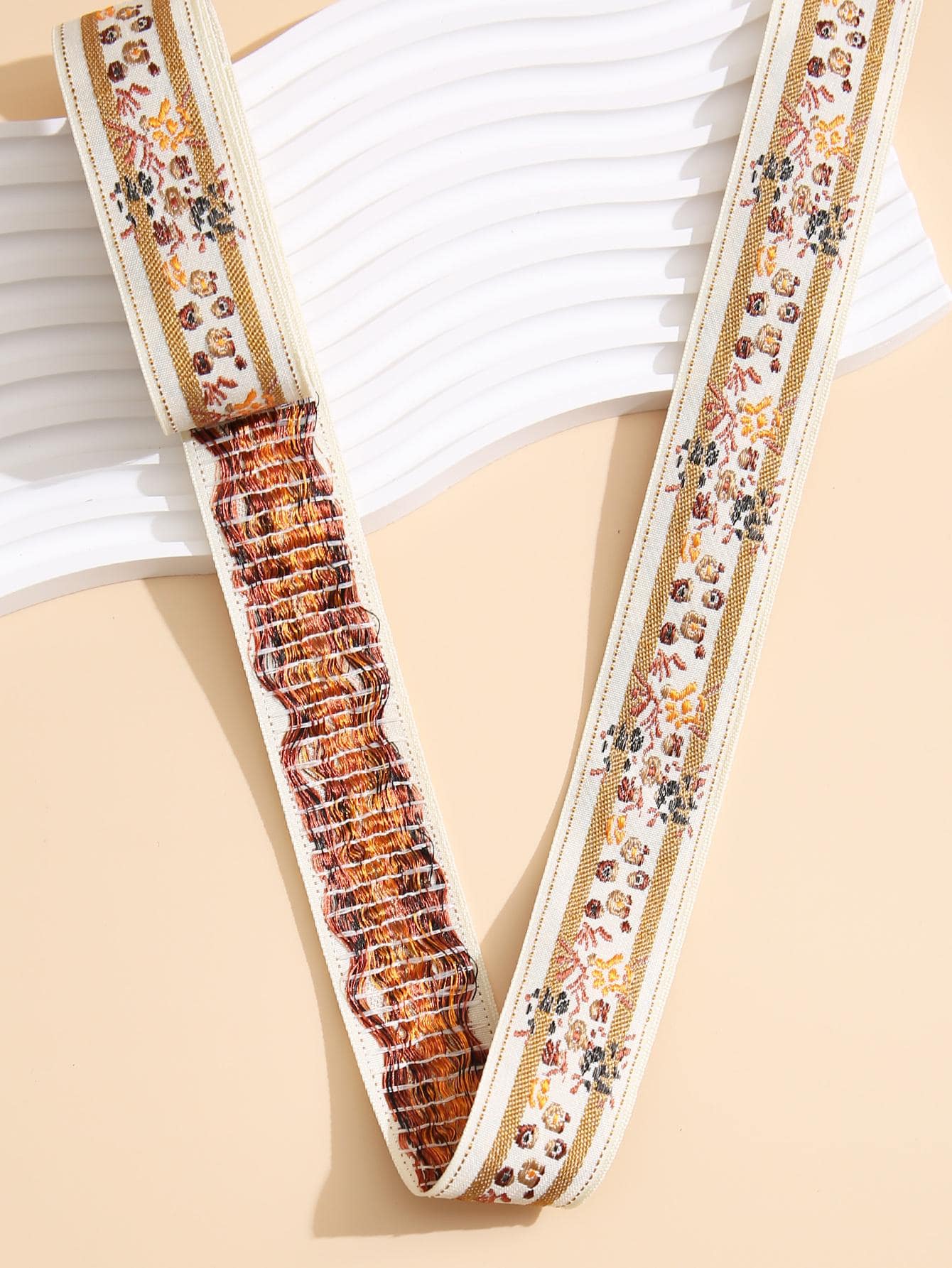 1pc Polyester DIY Webbing, Modern Embroidered Detail Decorative Webbing ...