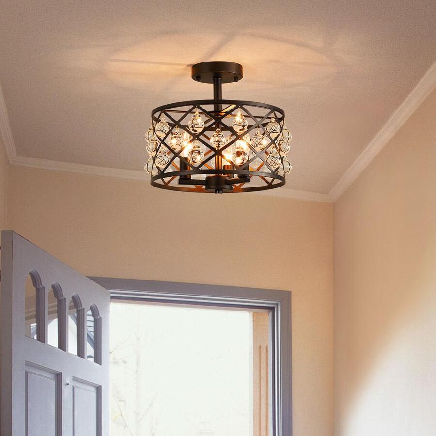 AGV LIGHTING CH013 Farmhouse Semi Flush Mount Ceiling Light Fixture ...