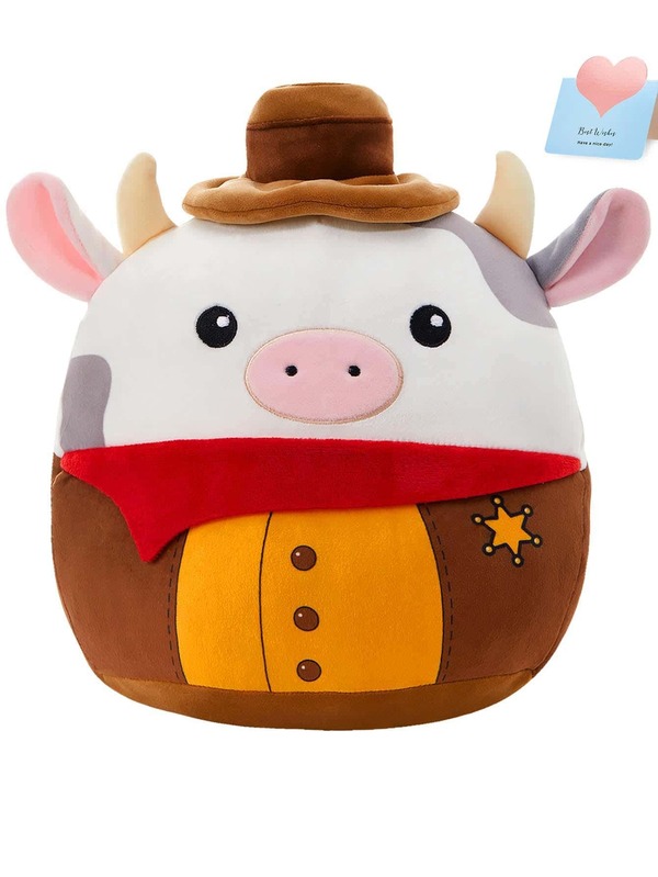 1pc Cartoon Detective Cow Shaped Plush Pillow, Suitable For Children As ...