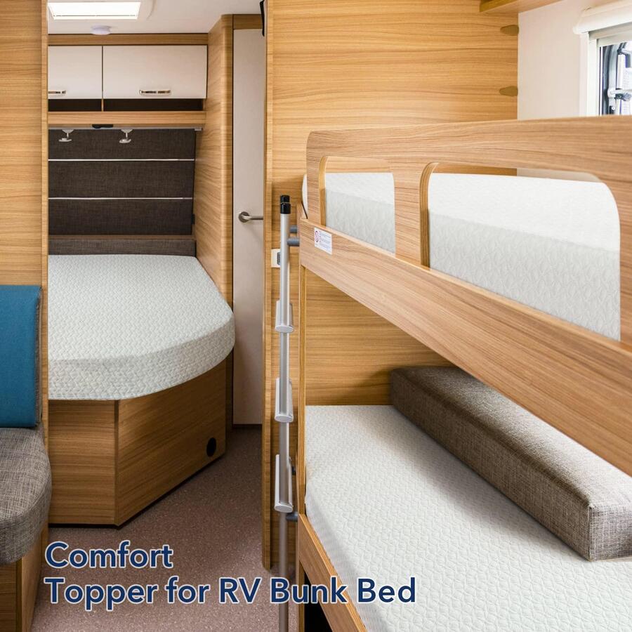 4 Inch RV Mattress Topper Memory Foam, Dual Layer Green Tea Bed Topper ...
