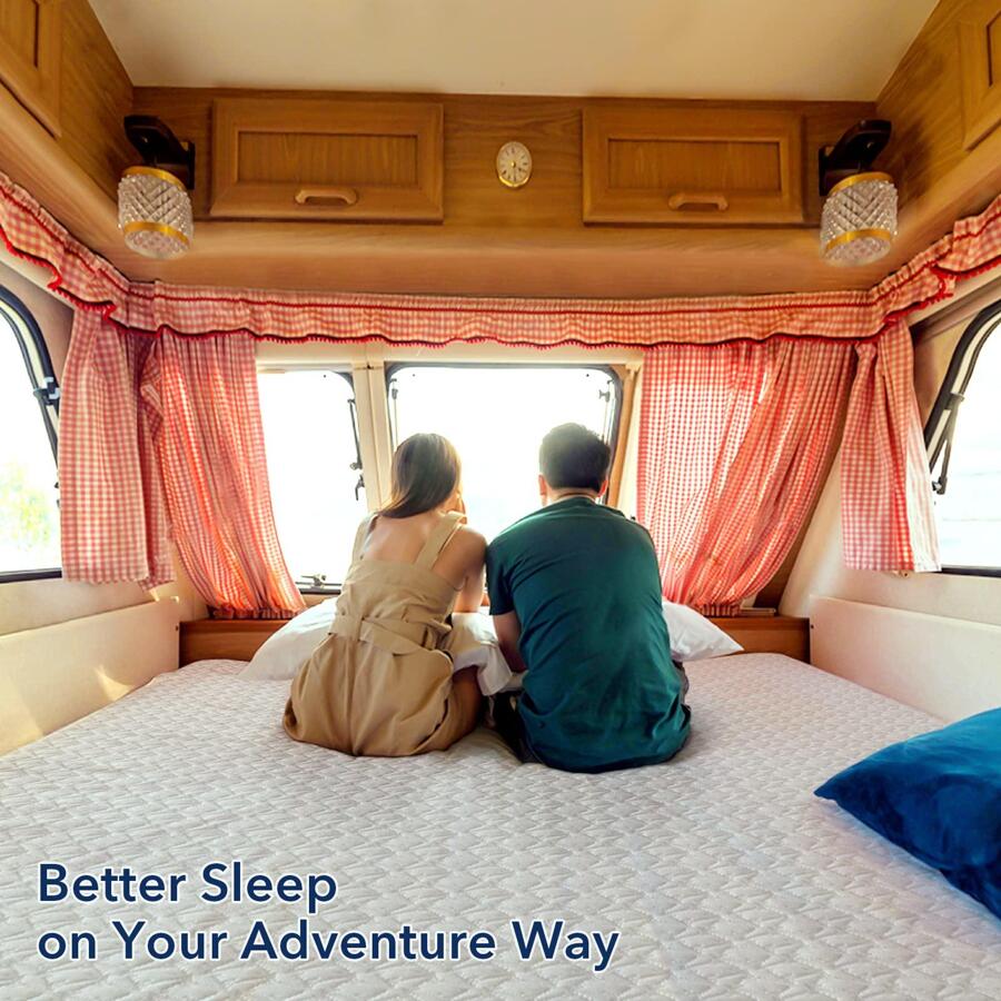 4 Inch RV Mattress Topper Memory Foam, Dual Layer Green Tea Bed Topper ...