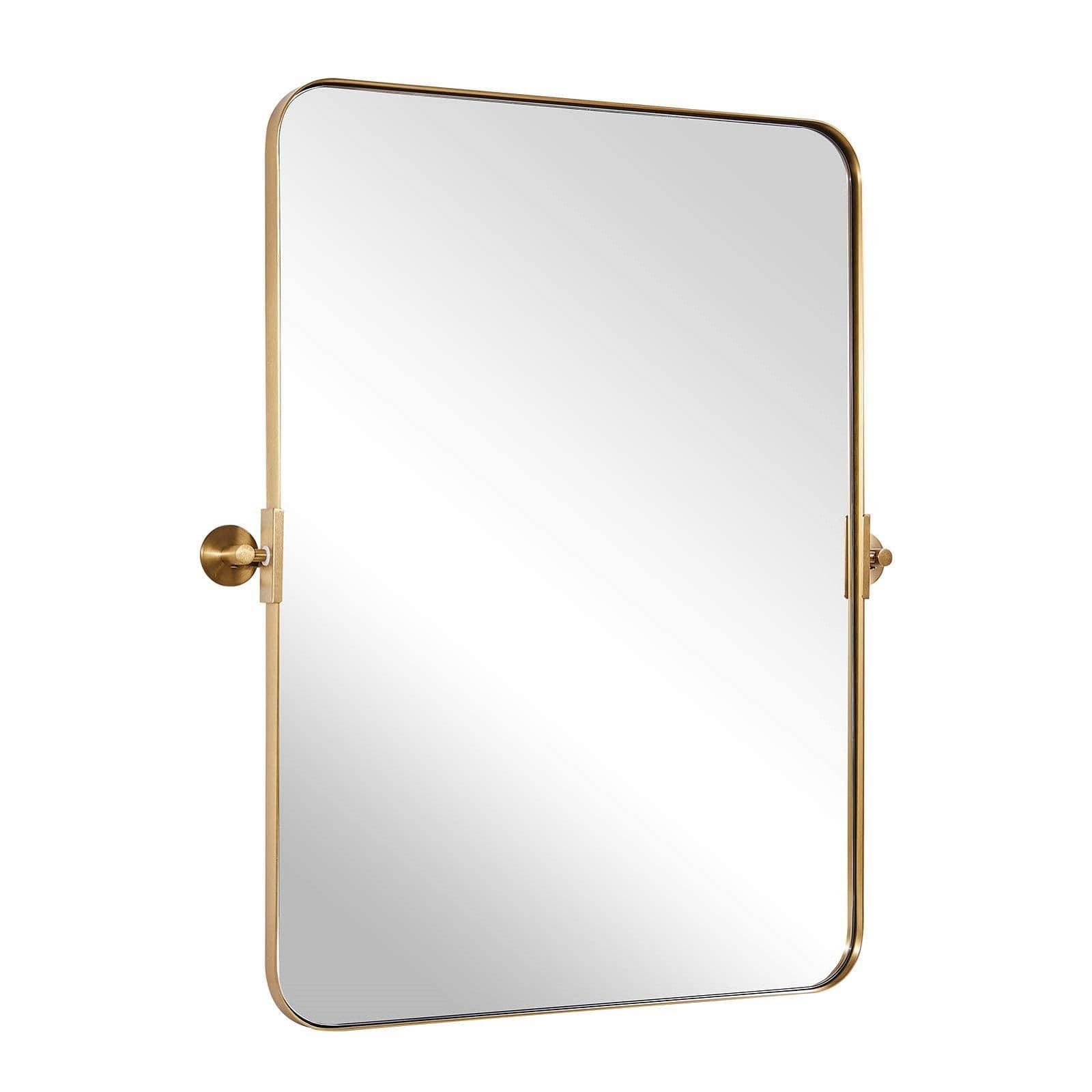 24" x 36" Metal Framed Pivot Rectangle Bathroom Mirror for Wall Mounted ...