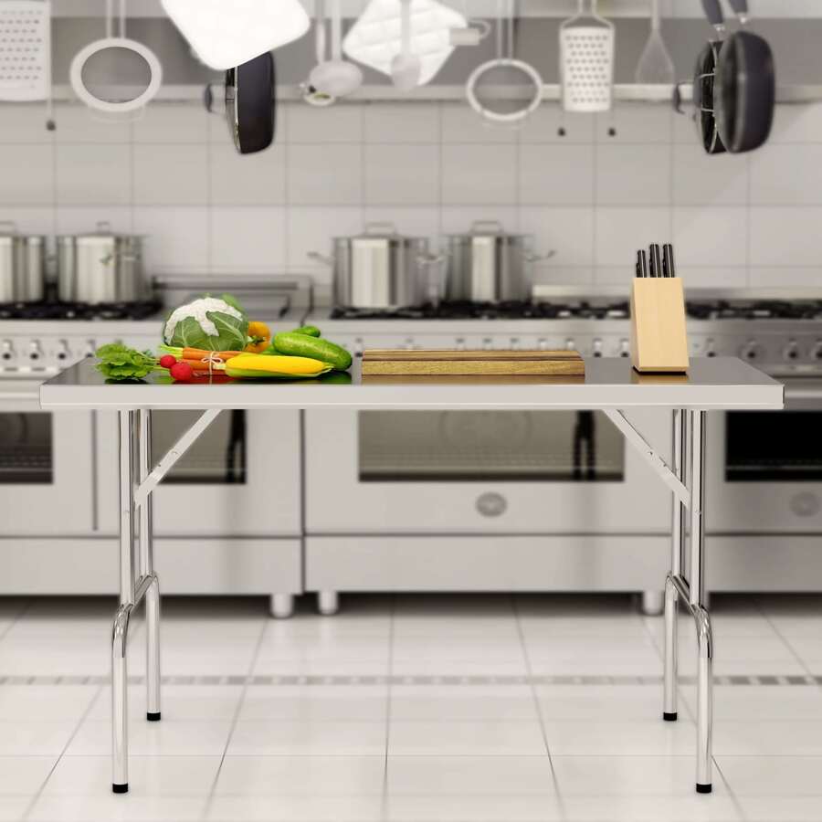 Stainless Steel Folding Table 48" x 24", [NSF Certified][Heavy Duty ...