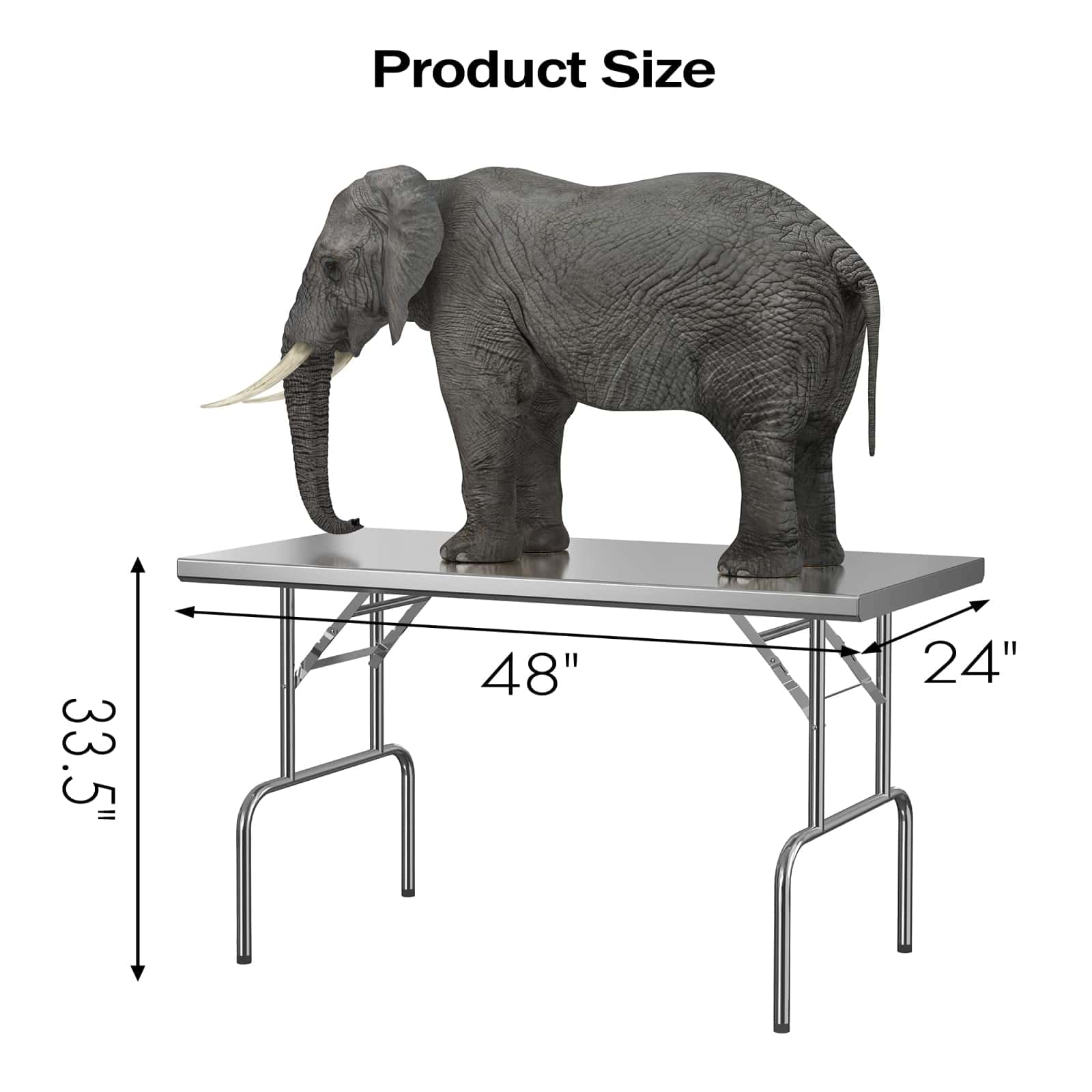 Stainless Steel Folding Table 48" x 24", [NSF Certified][Heavy Duty ...