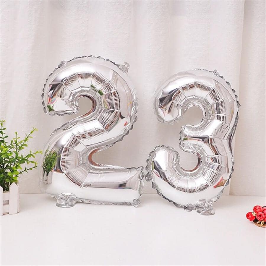16" Inch Silver Alphabet Letter Number Balloons Aluminum Hanging Foil ...