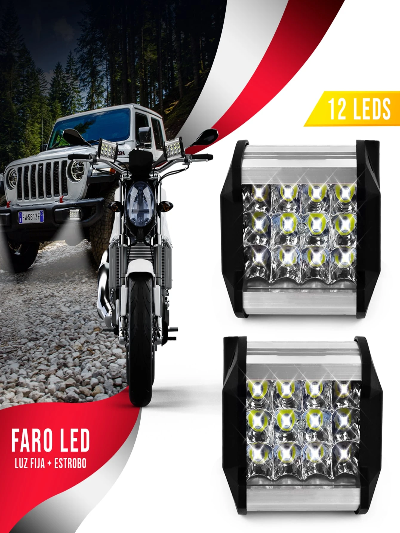 Headlight 12 Led Auxiliary Dually Fixed Light And Strobe Color Housing ...