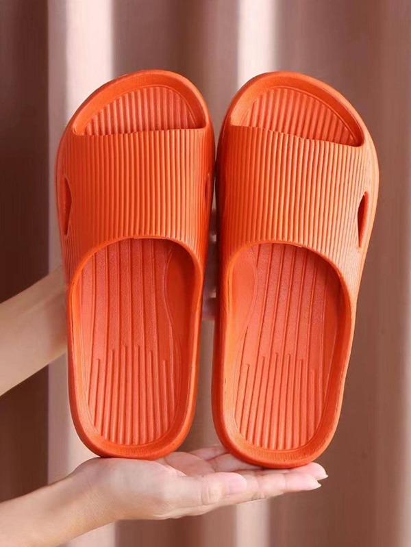 Women Lightweight Cut Out Single Band Slides, Funky Orange EVA Slippers ...