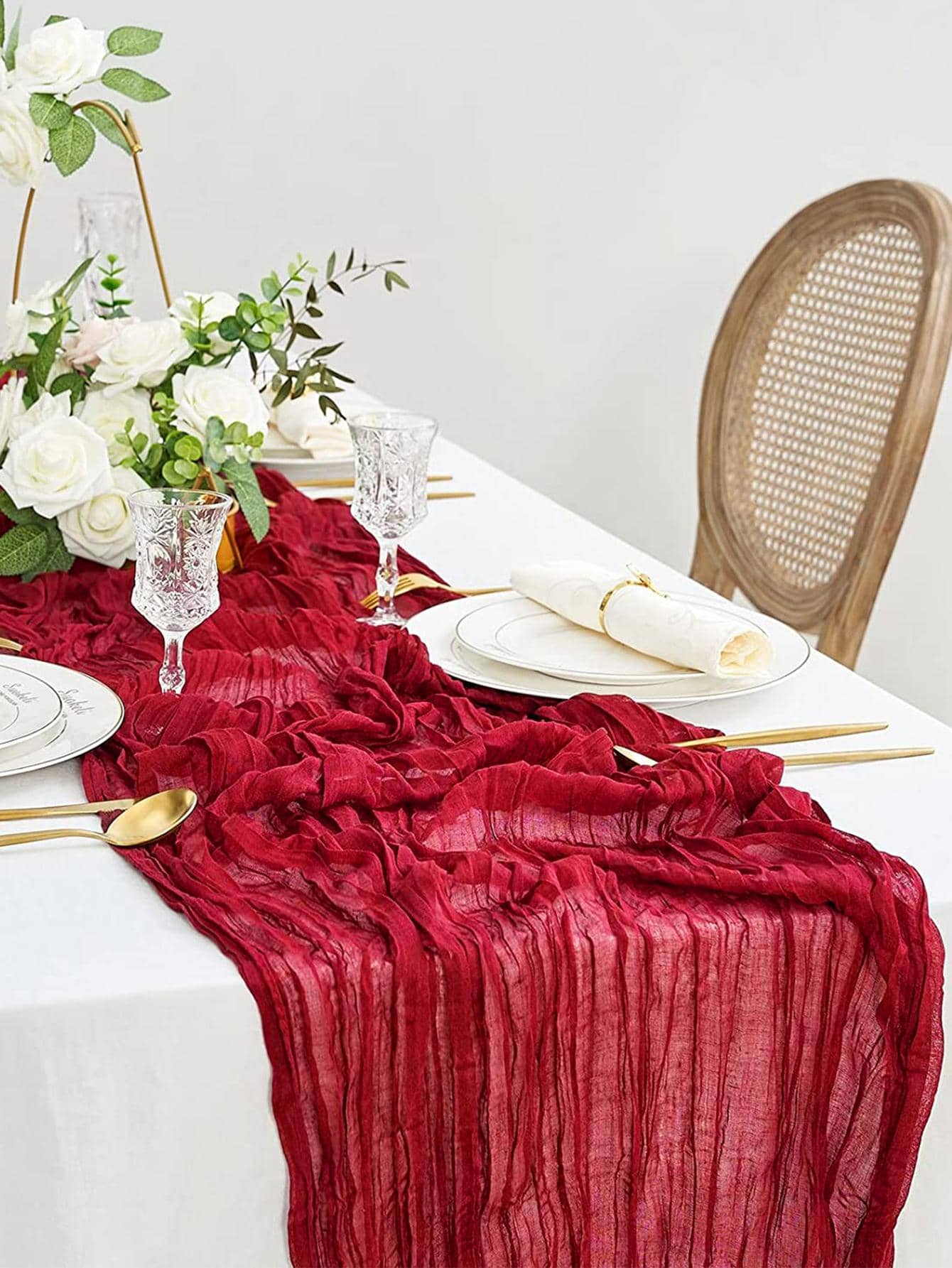 90*180cm/90*340cm Solid Color Table Runner, Romantic Minimalist ...