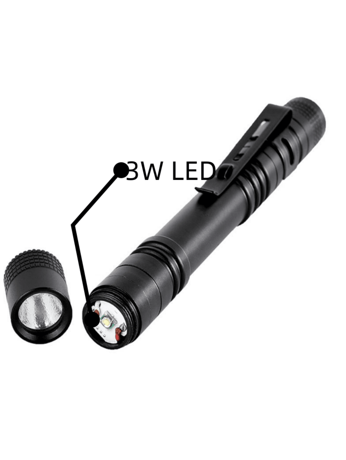 2 pcs EDC mini pen light with clip mini flashlight white light torch ...