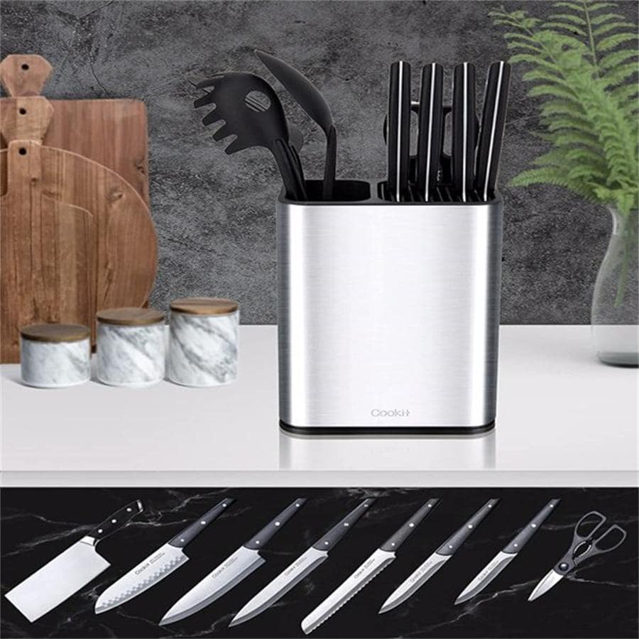 Stainless Steel Knife Block And Utensil Organizer: Space-Saving Design ...
