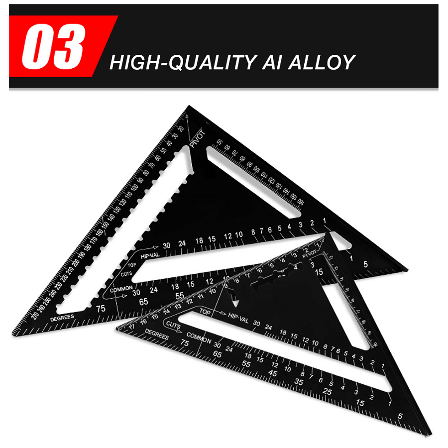 Angle Ruler 7inch/12inch Metric Aluminum Alloy Triangular Measuring ...