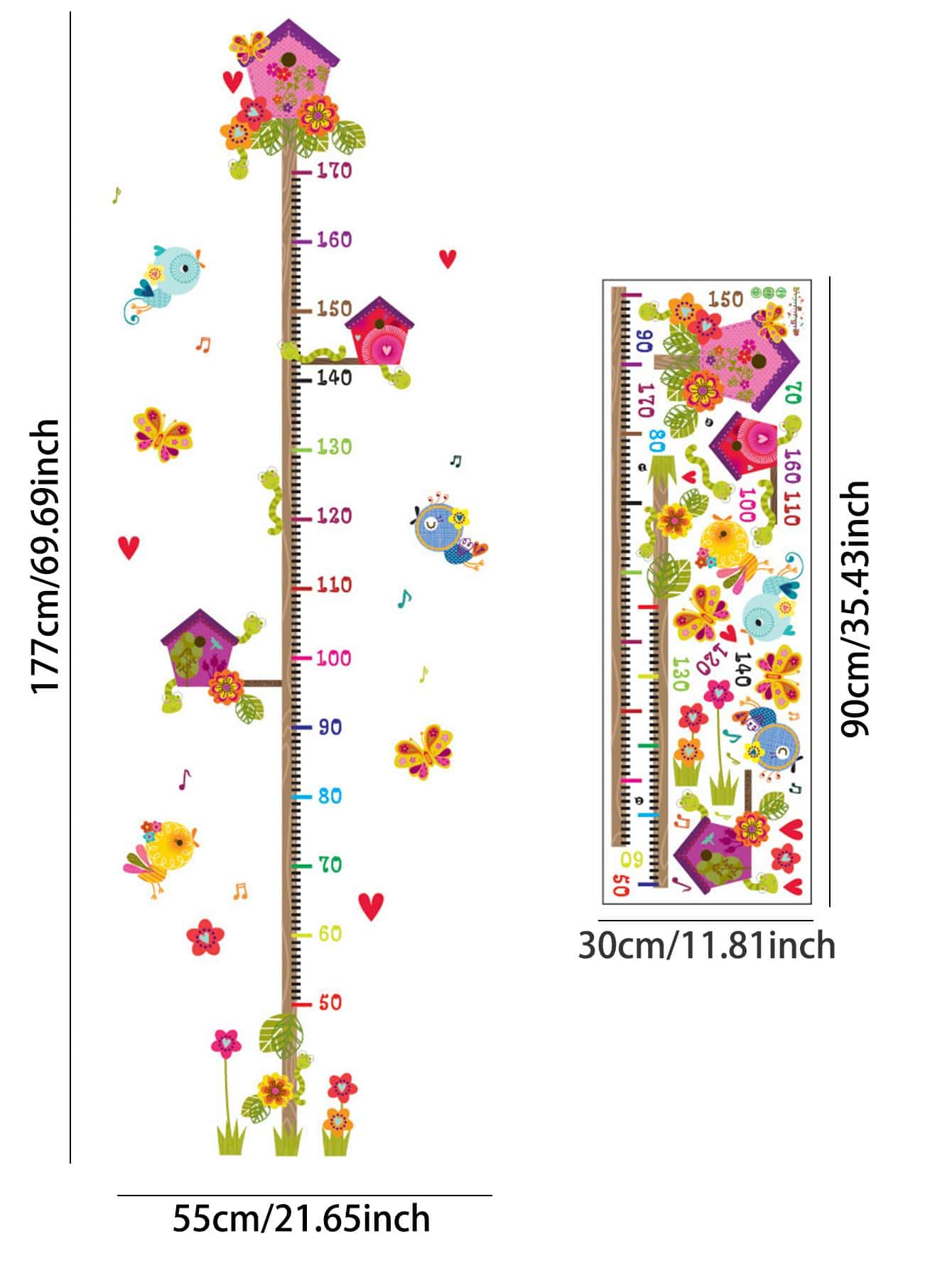 1set PVC Decorative Growth Chart Decal, Cartoon Graphic Growth Chart ...