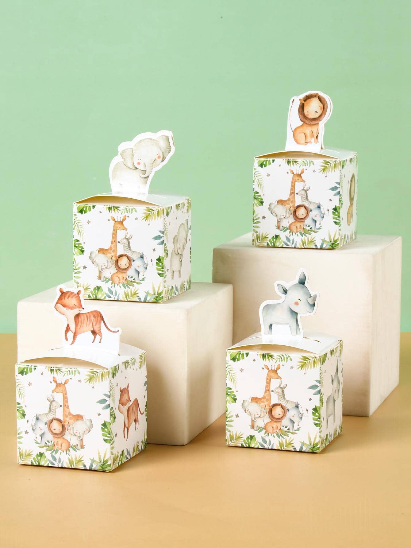 24pcs Watercolor Jungle Animal Style Mini Gift Boxes, Gender Reveal ...