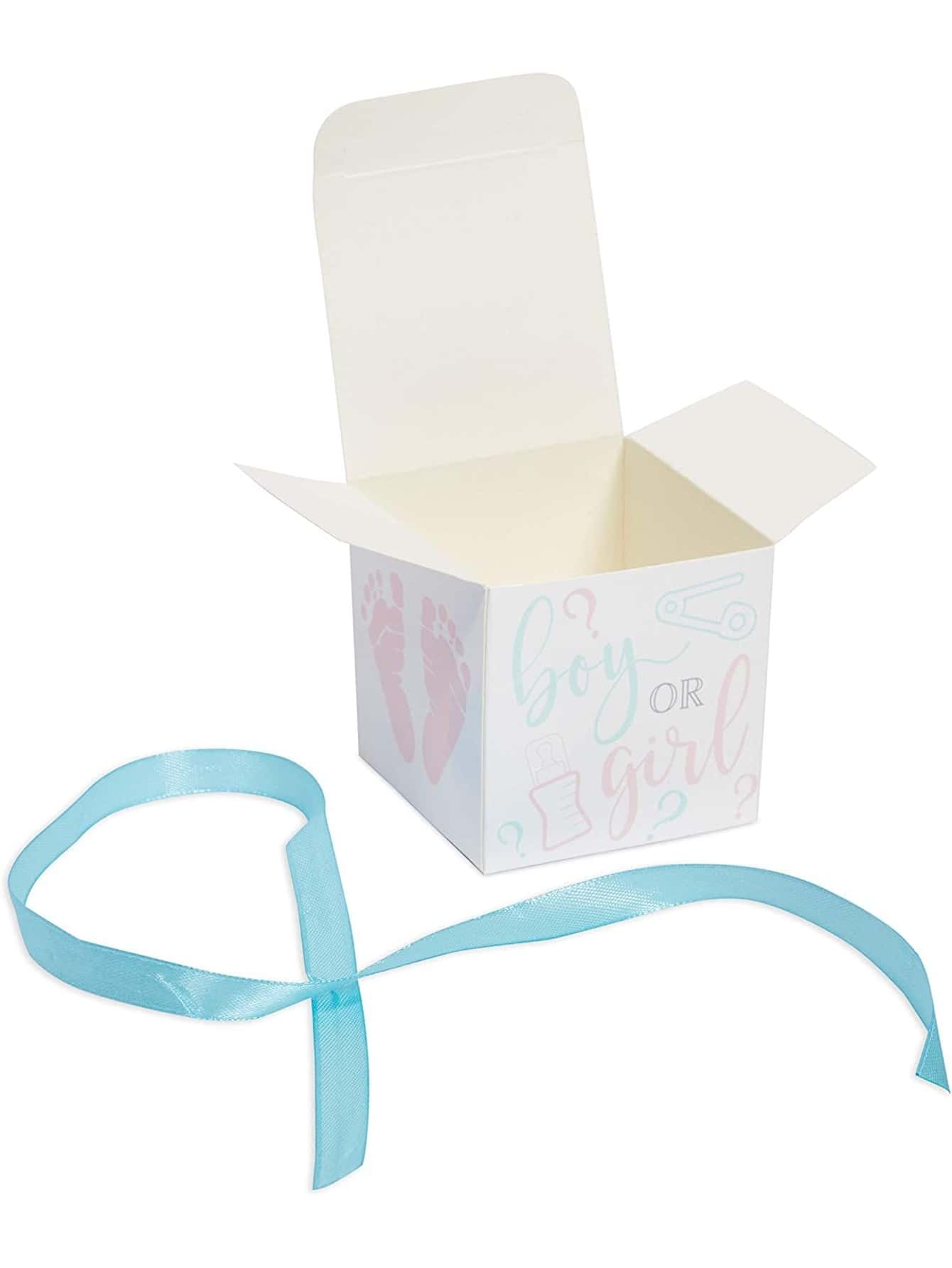 Boy or Girl Gender Reveal Party Favor Boxes with Ribbons (50 Pack ...