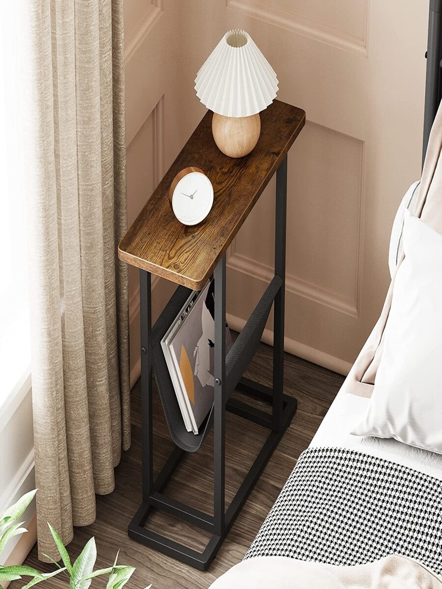 Narrow Side Table for Small Spaces, Slim Thin End Table with Storage ...