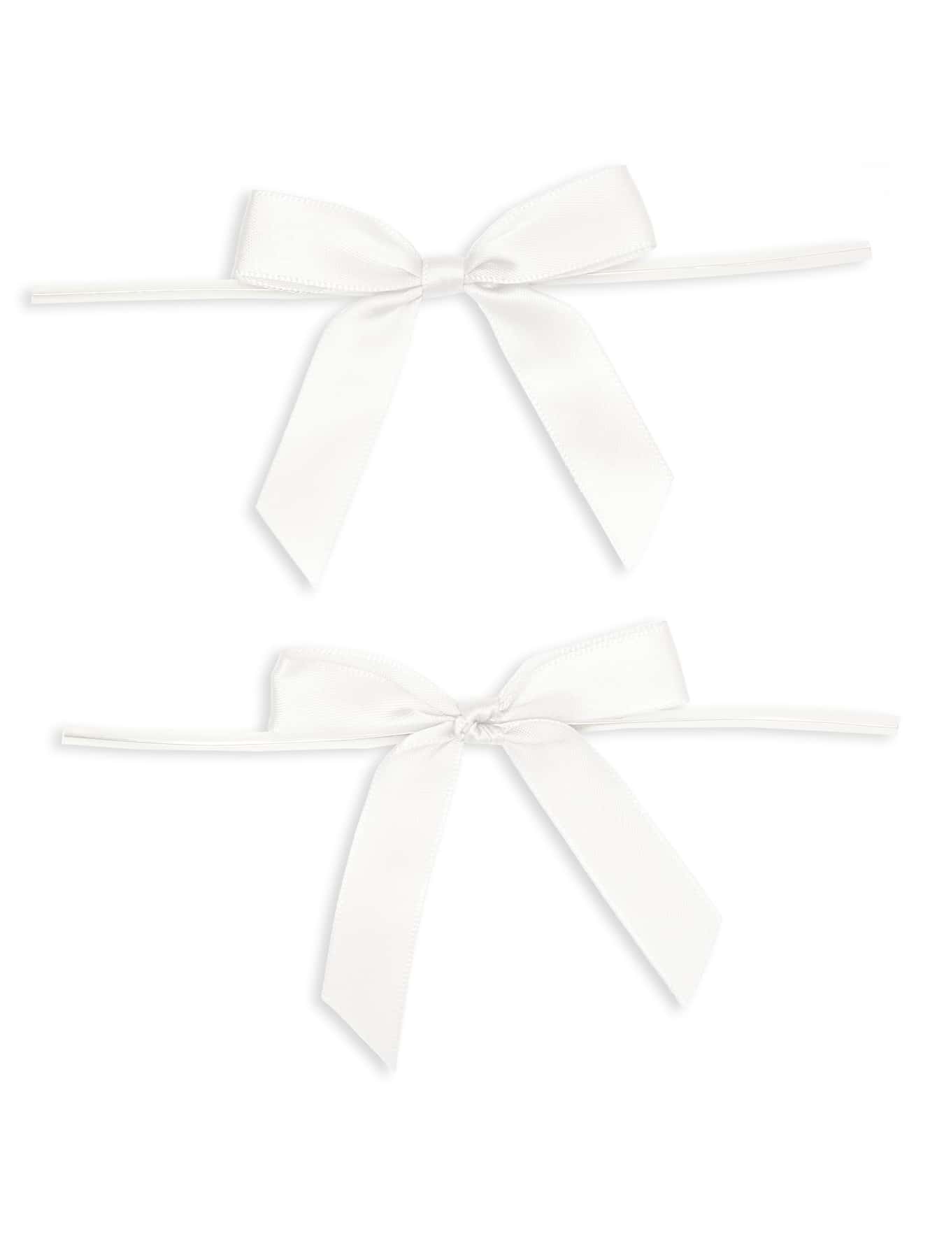 100-Pack Twist Tie Bows For Crafts, Pre-Tied Satin Ribbon For Gift Wrap ...