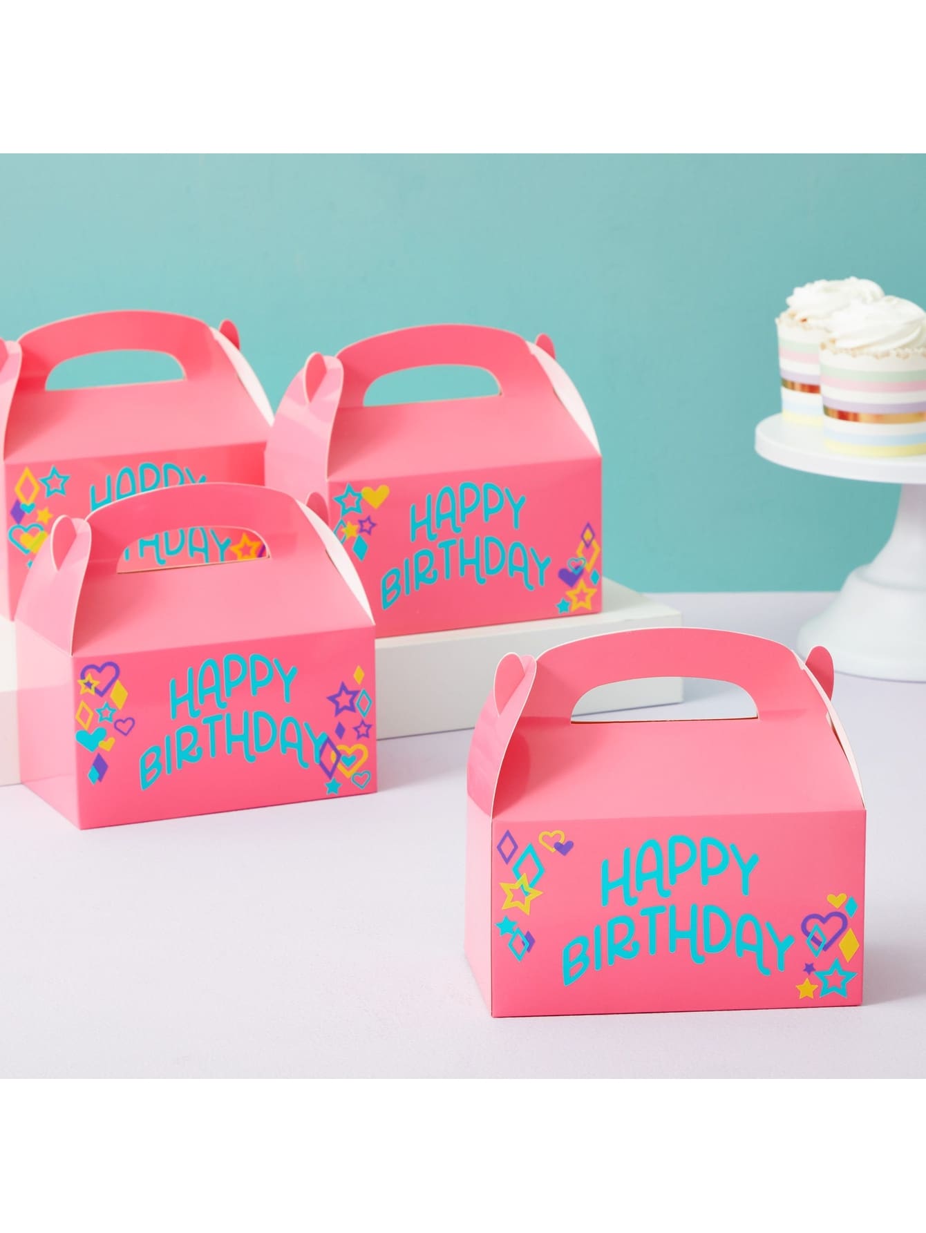24-Pack Pink Gable Boxes - Pink Party Boxes For Kids Birthday, Party ...