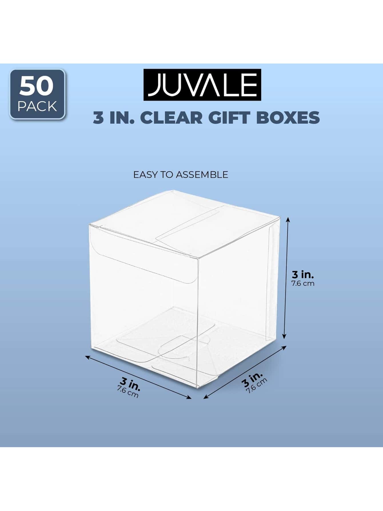 50-Pack 3x3x3 Clear Gift Boxes, Small Plastic Gift Box Cube for Wedding ...