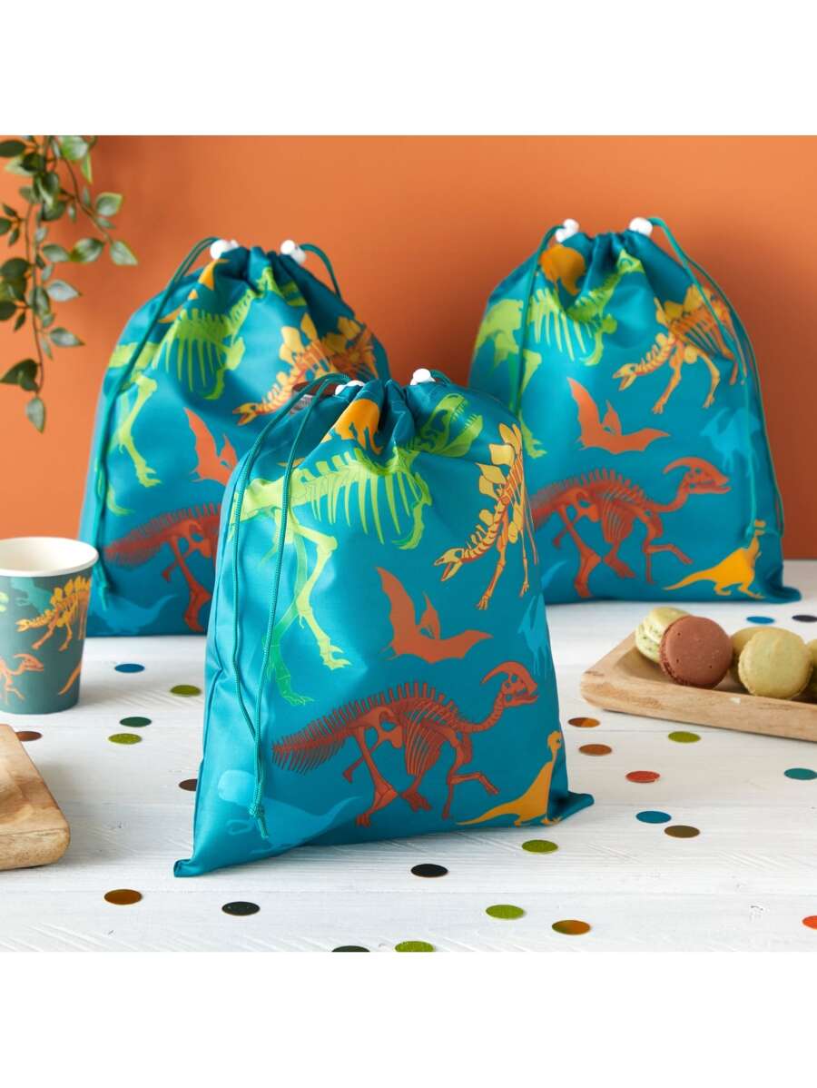 Blue Panda 12 Pack Drawstring Dinosaur Goodie Bags for Kids Birthday ...