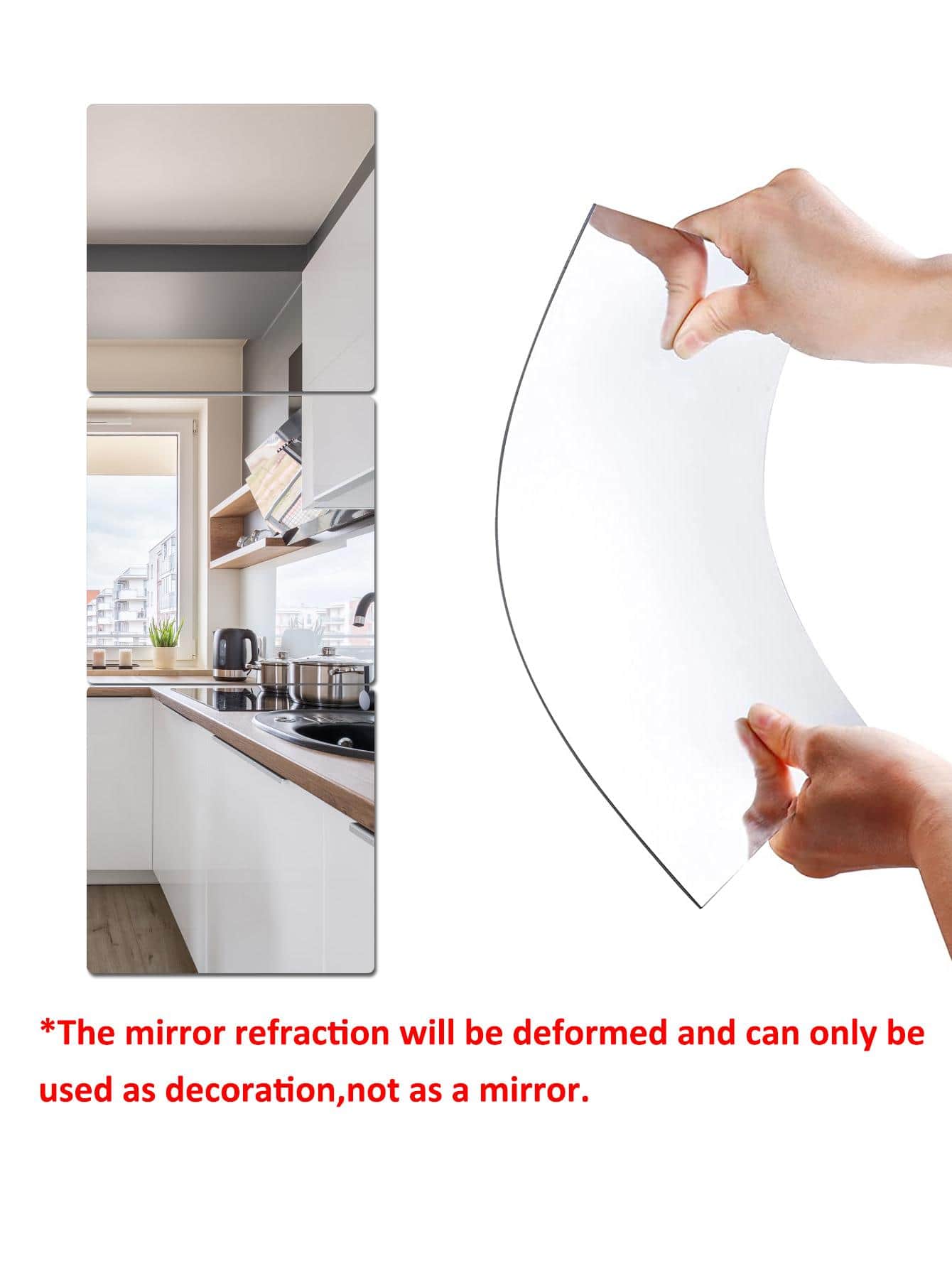 3pcs Square Mirror Wall Stickers, 2mm Thick Acrylic 3d Mirror Wall ...