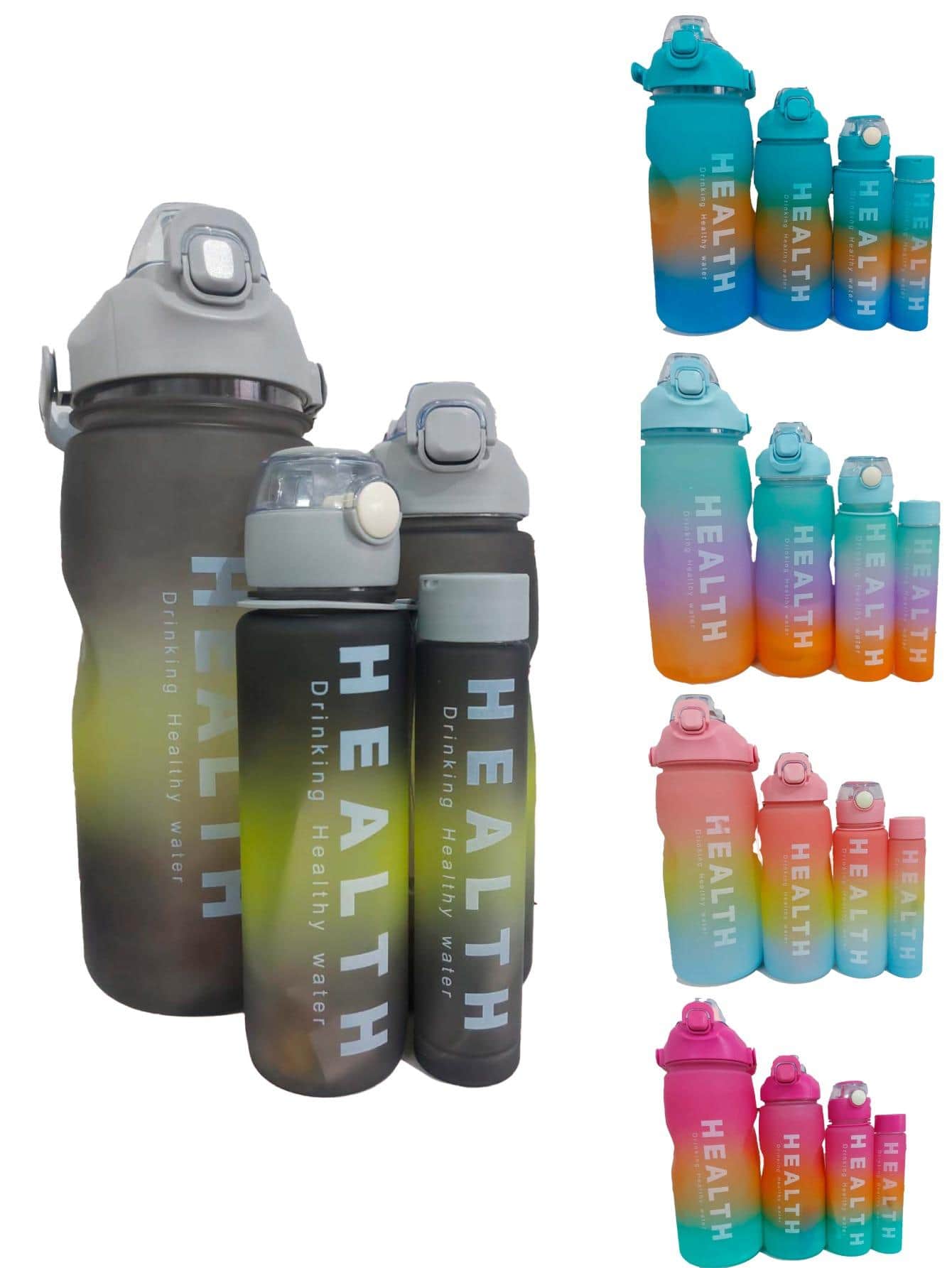 Tricolor Motivational Water Bottle "Jumbo Hydration Kit 4 Pieces: 3300 ...
